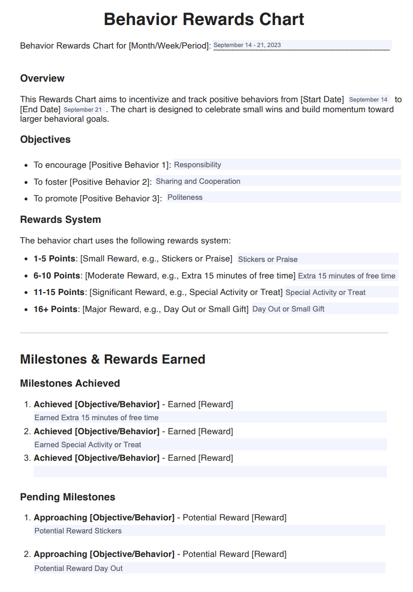 Behavior Charts & Example | Free PDF Download